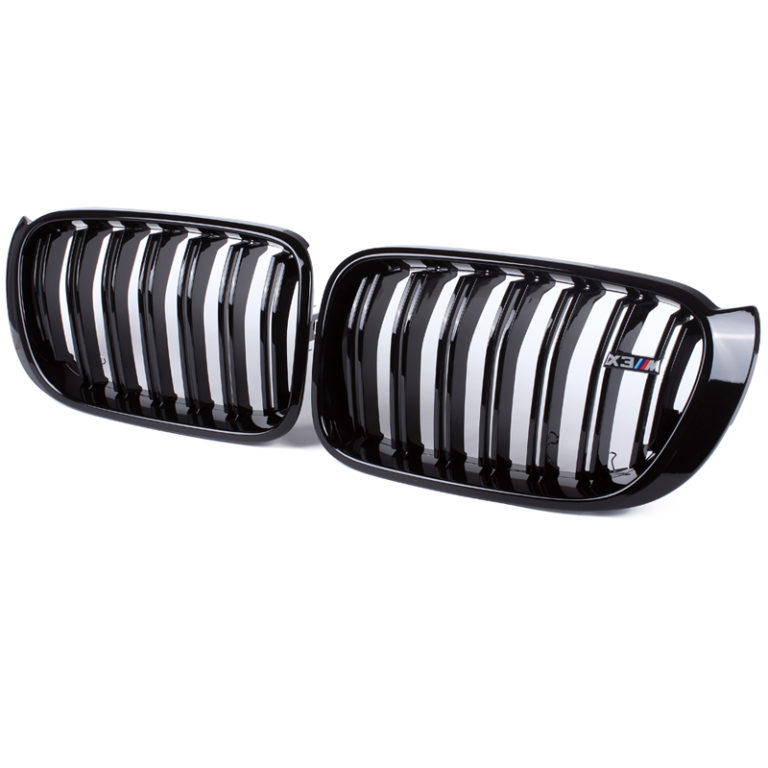 Gloss Black Dual Line Front Kidney Grill Grille For BMW F25 F26 X3 X4 ...